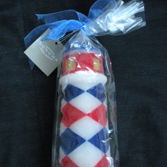 Sonoma | Accents | Nautical Candle Lighthouse Figurine Red White Blue ...
